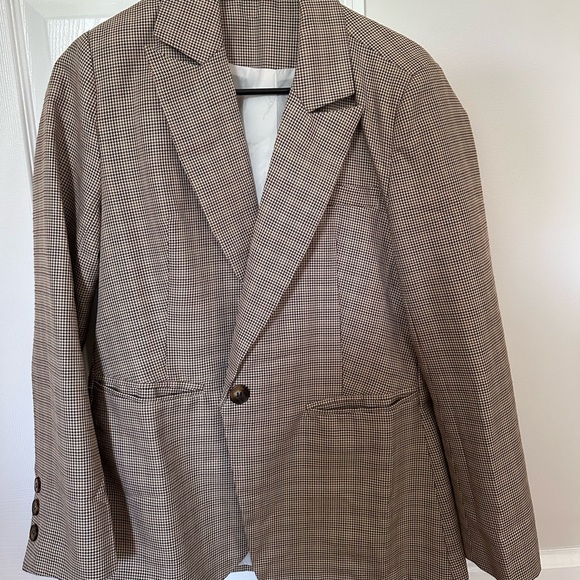 Jackets & Coats | Onebutton Brown Plaid Blazer | Poshmark